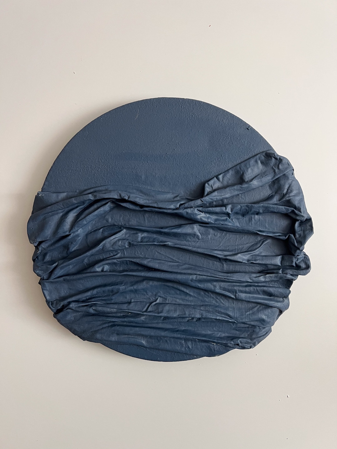 3D Abstract Blue Wall Art, Texture Art, Fabric and Plaster Circle Art ...