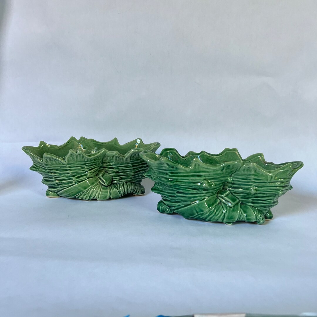 Mccoy Double Cornucopia Green Planter - Etsy