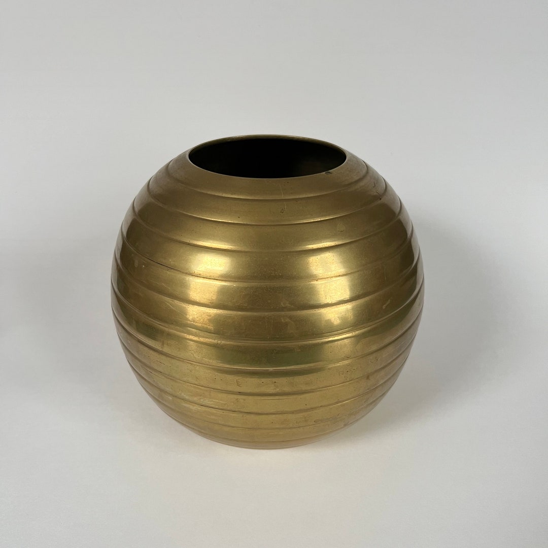 Vintage Brass Beehive Vase, Vintage Heavy Round Brass Vase, Vintage ...