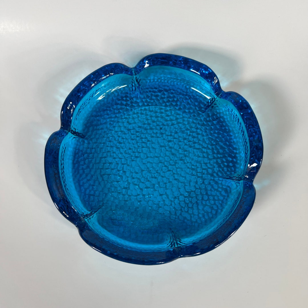 Vintage Blue Blenko Glass Ashtray - Etsy