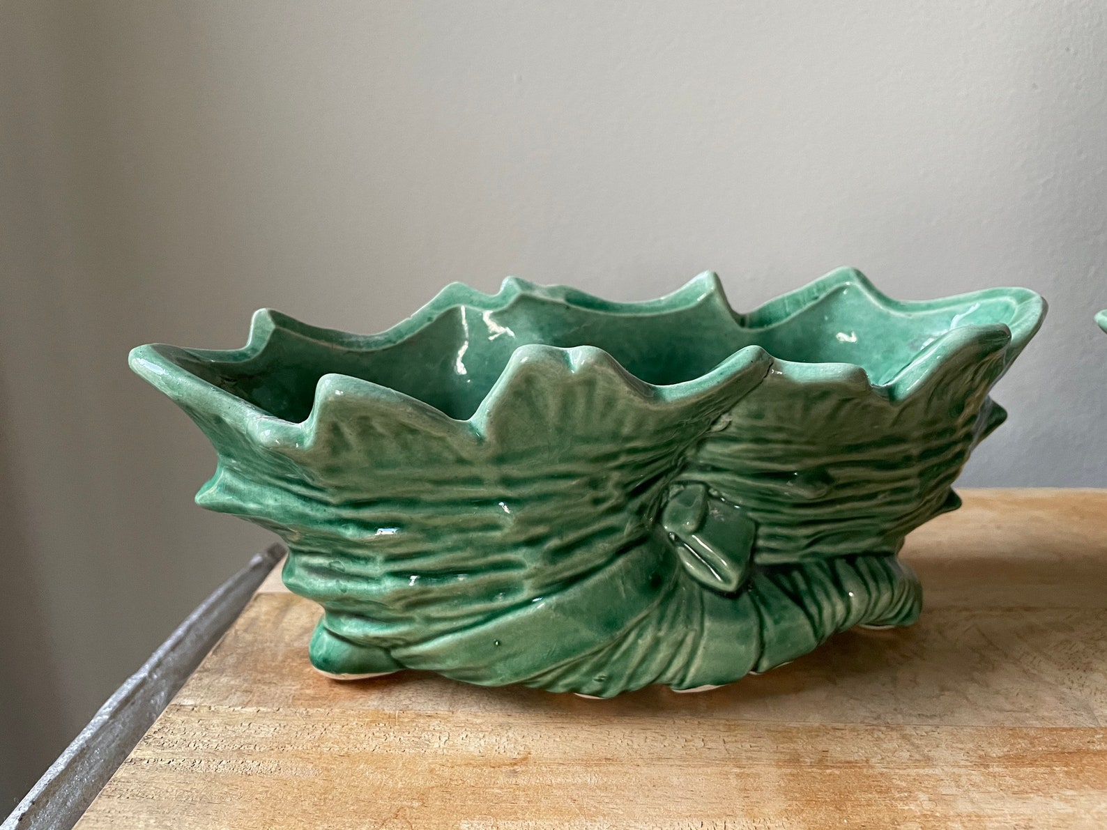Mccoy Double Cornucopia Green Planter - Etsy