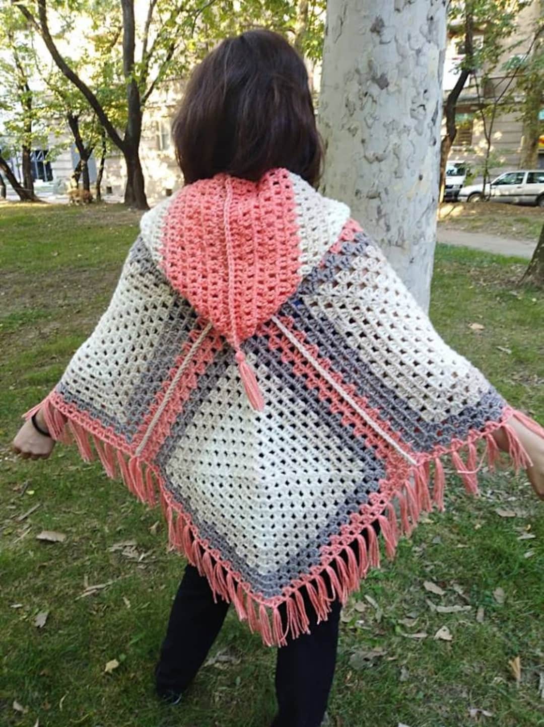 Hand Crochet Poncho Boho Poncho With Hood Handmade Poncho Women Ponchos ...