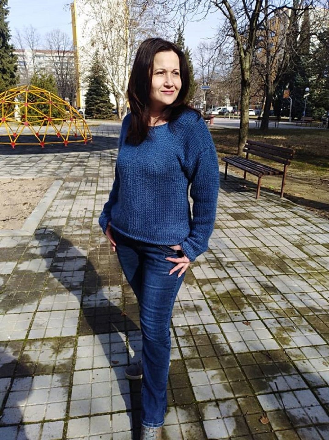 Suéter de mohair azul Chambray Suéter cómodo azul suéter de - Etsy España