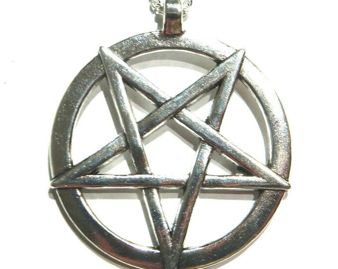 Large Silver-tone Inverted Pentagram Pendant on 24 Chain - Etsy