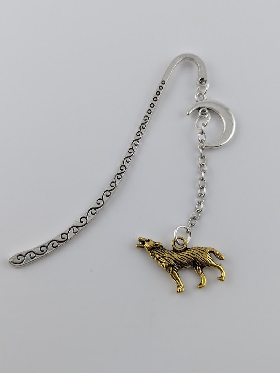 Silver-tone Howling Wolf & Moon Small Book Mark Werewolf - Etsy