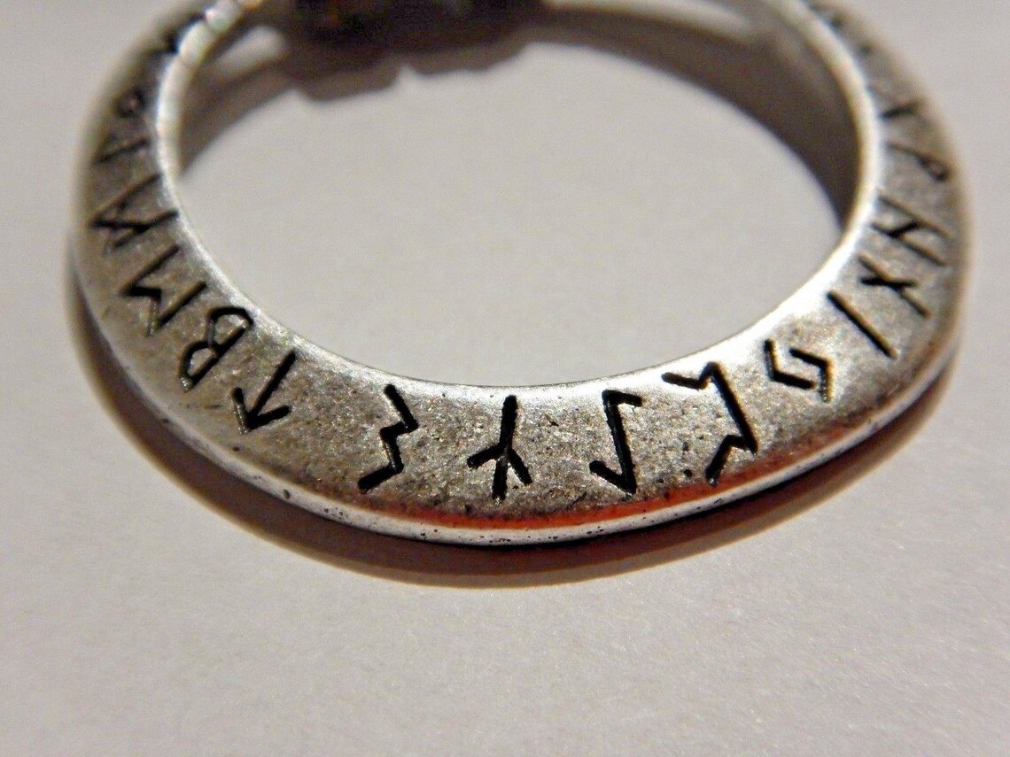Runic Alphabet Ring Pendant on Brown Faux Leather Cord - Etsy