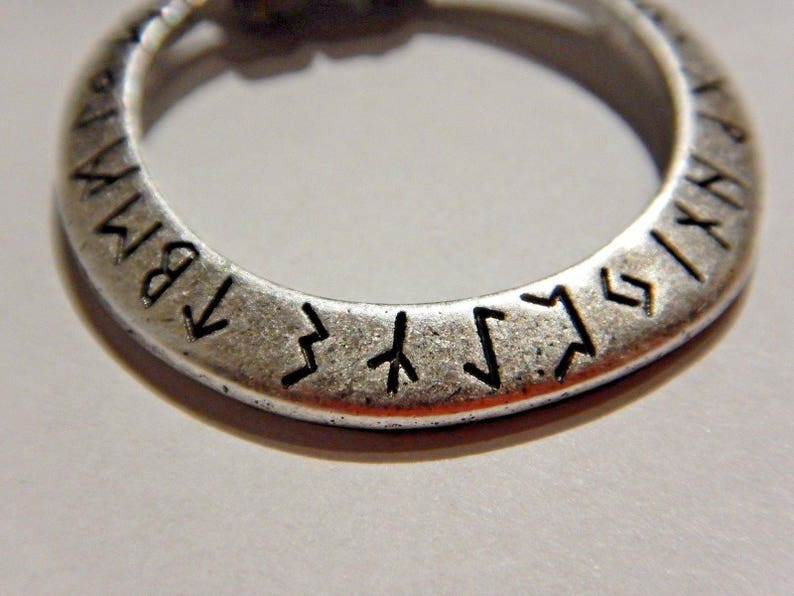 Runic Alphabet Ring Pendant on Brown Faux Leather Cord - Etsy