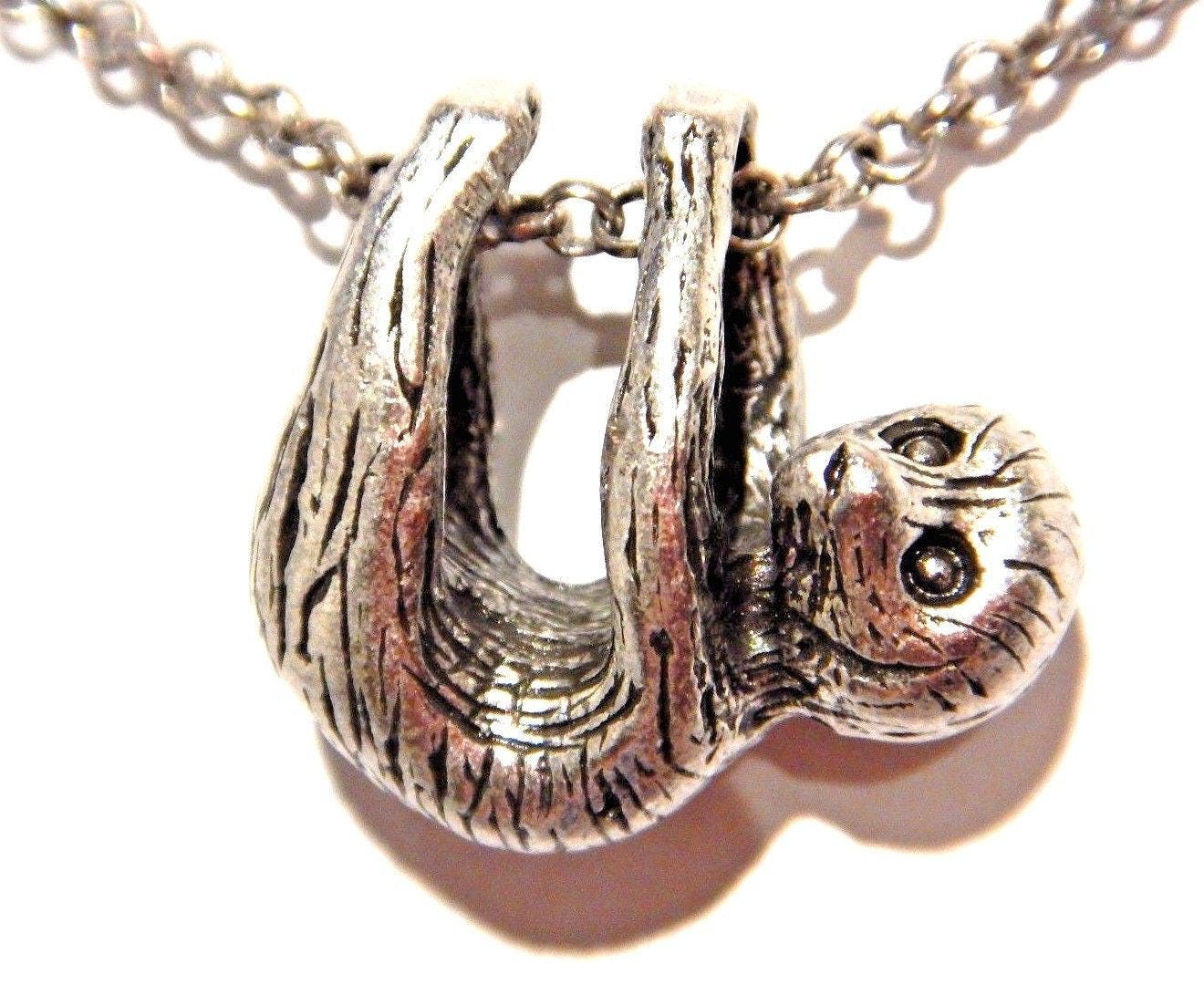 SILVER Baby Sloth Bead Pendant on Matching Chain Necklace 2E - Etsy UK
