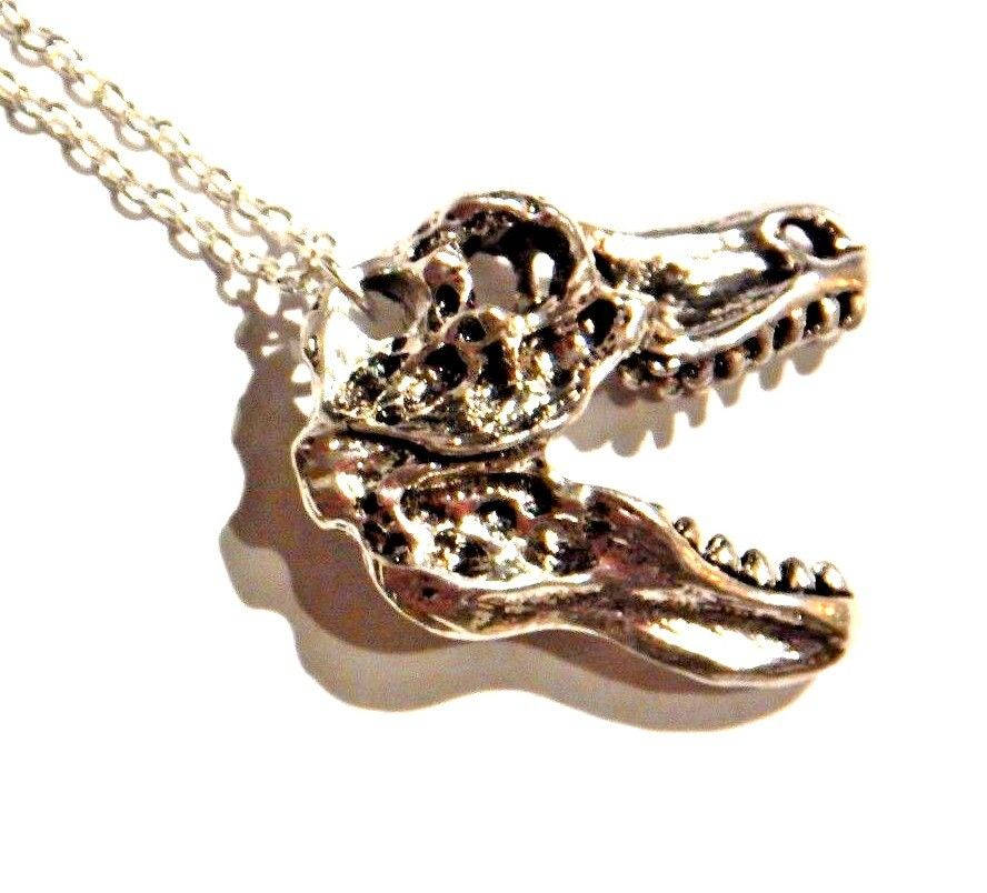 T-REX tyrannosaurus rex Dinosaur Skull Pendant on silver metal | Etsy