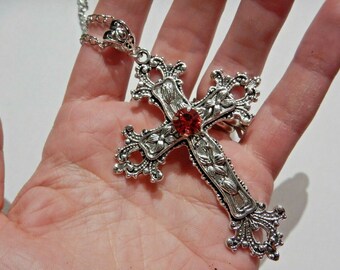Handmade Gothic Cross Necklace With Swarovskis - Etsy