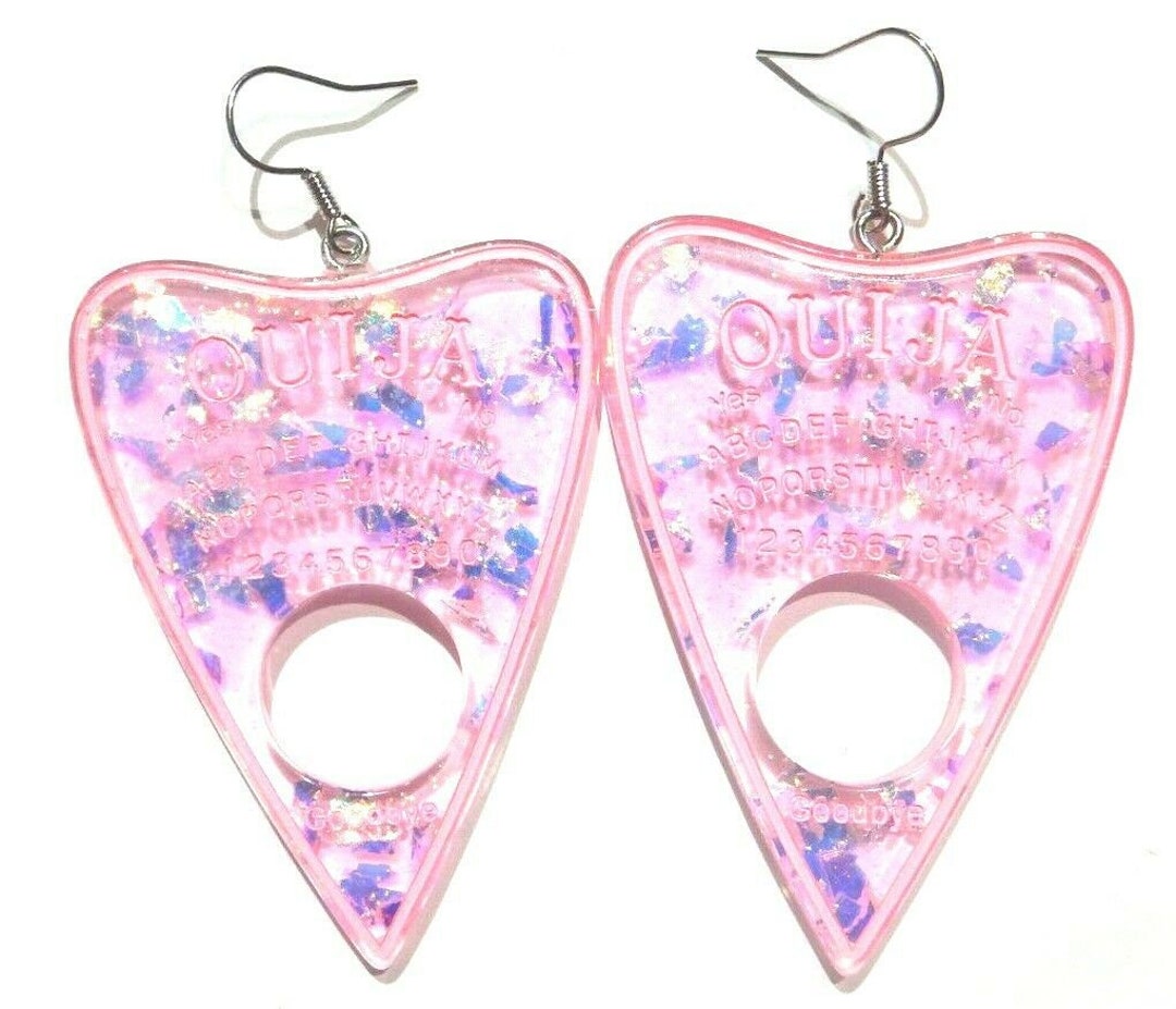 Transparent Pink Holographic Ouija Board Planchette Glitter Epoxy ...