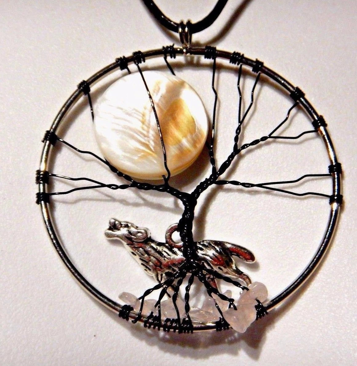 Howling Wolf and Black Wire Wrapped Tree Under Full Moon Hoop | Etsy