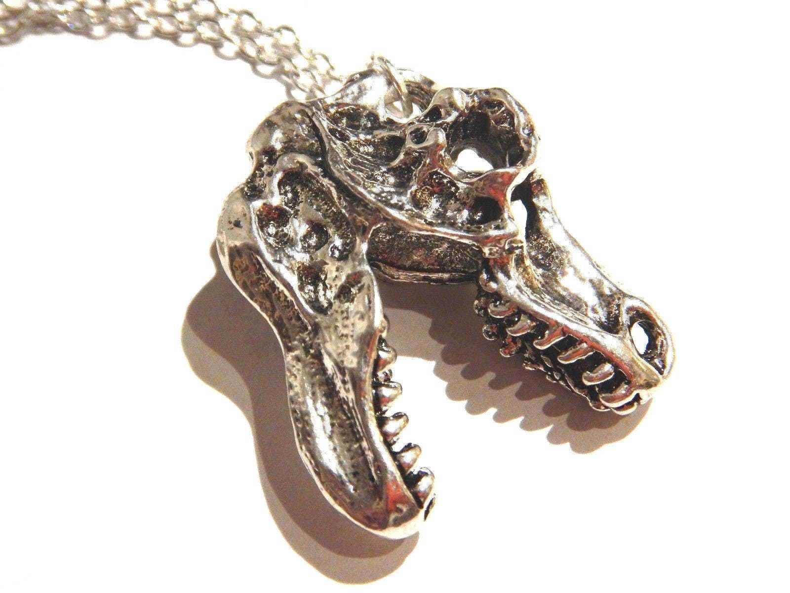 T-REX tyrannosaurus rex Dinosaur Skull Pendant on silver metal | Etsy