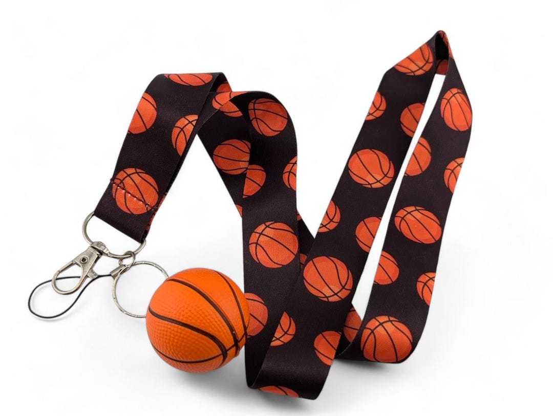 BASKETBALL LANYARD & Squishy Keyring Sports Ball Hoops Gym Nametag Neck ...