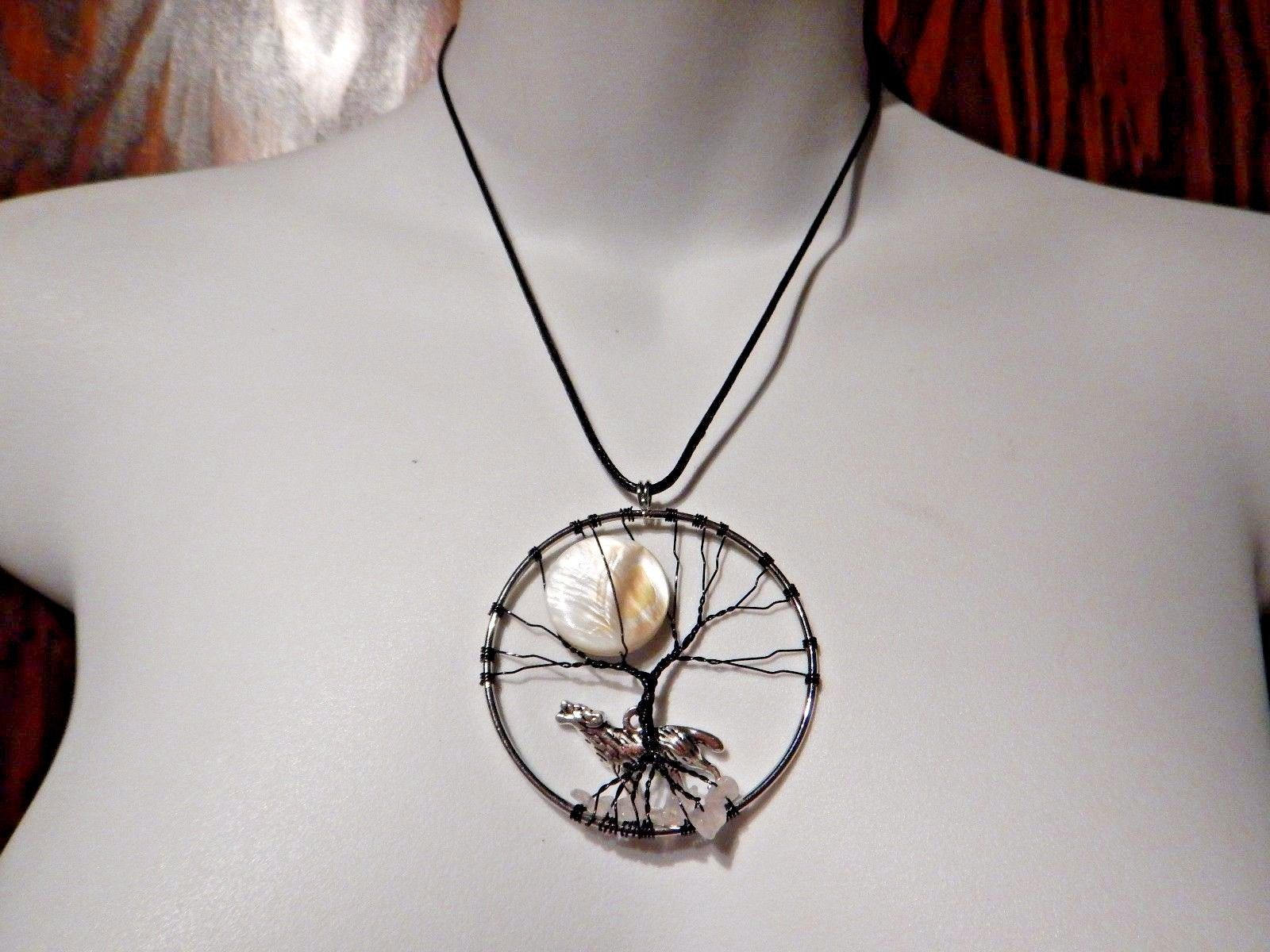 Howling Wolf and Black Wire Wrapped Tree Under Full Moon Hoop | Etsy