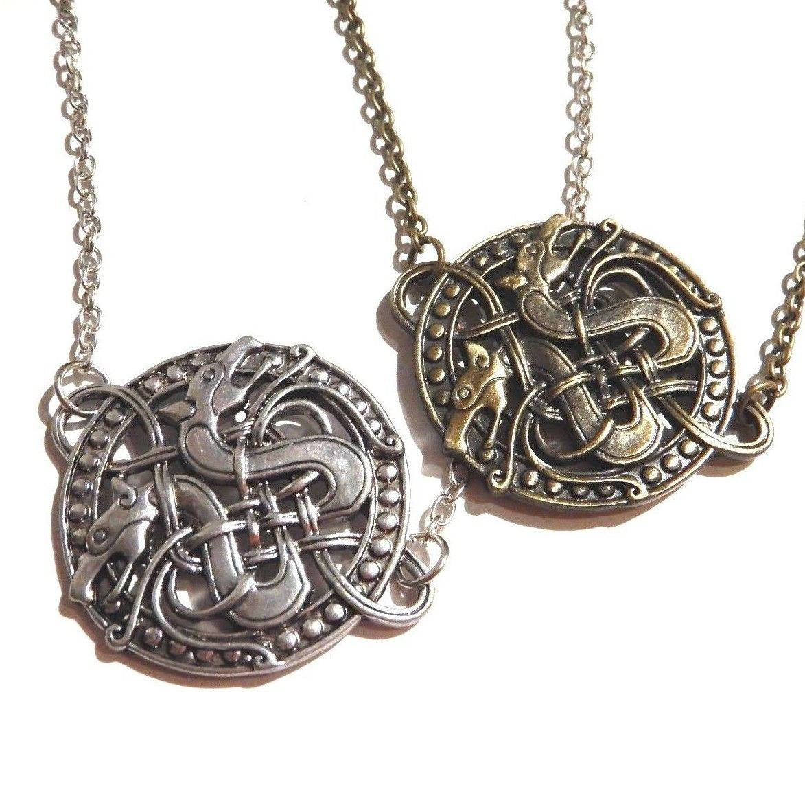 Celtic Double Dragon Head Knot Circle Amulet in Bronze or | Etsy