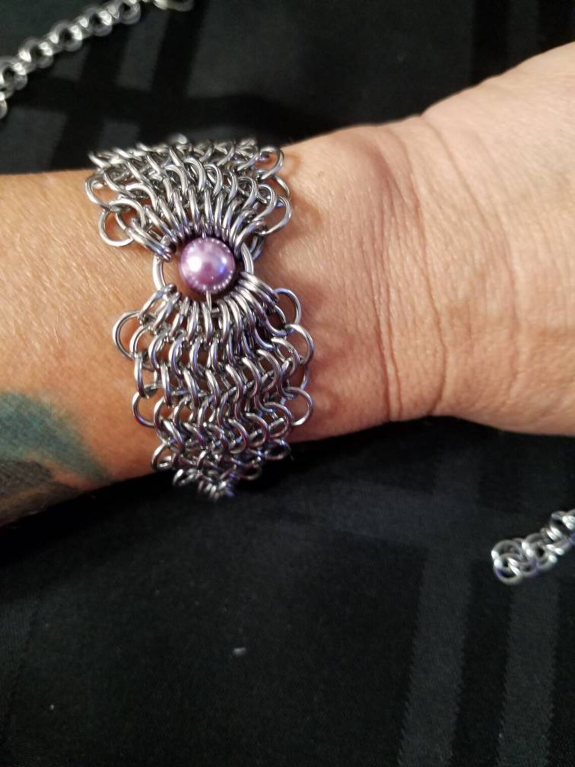 Handmade Stainless Steel Chainmaille Bracelet With Center Bead - Etsy ...