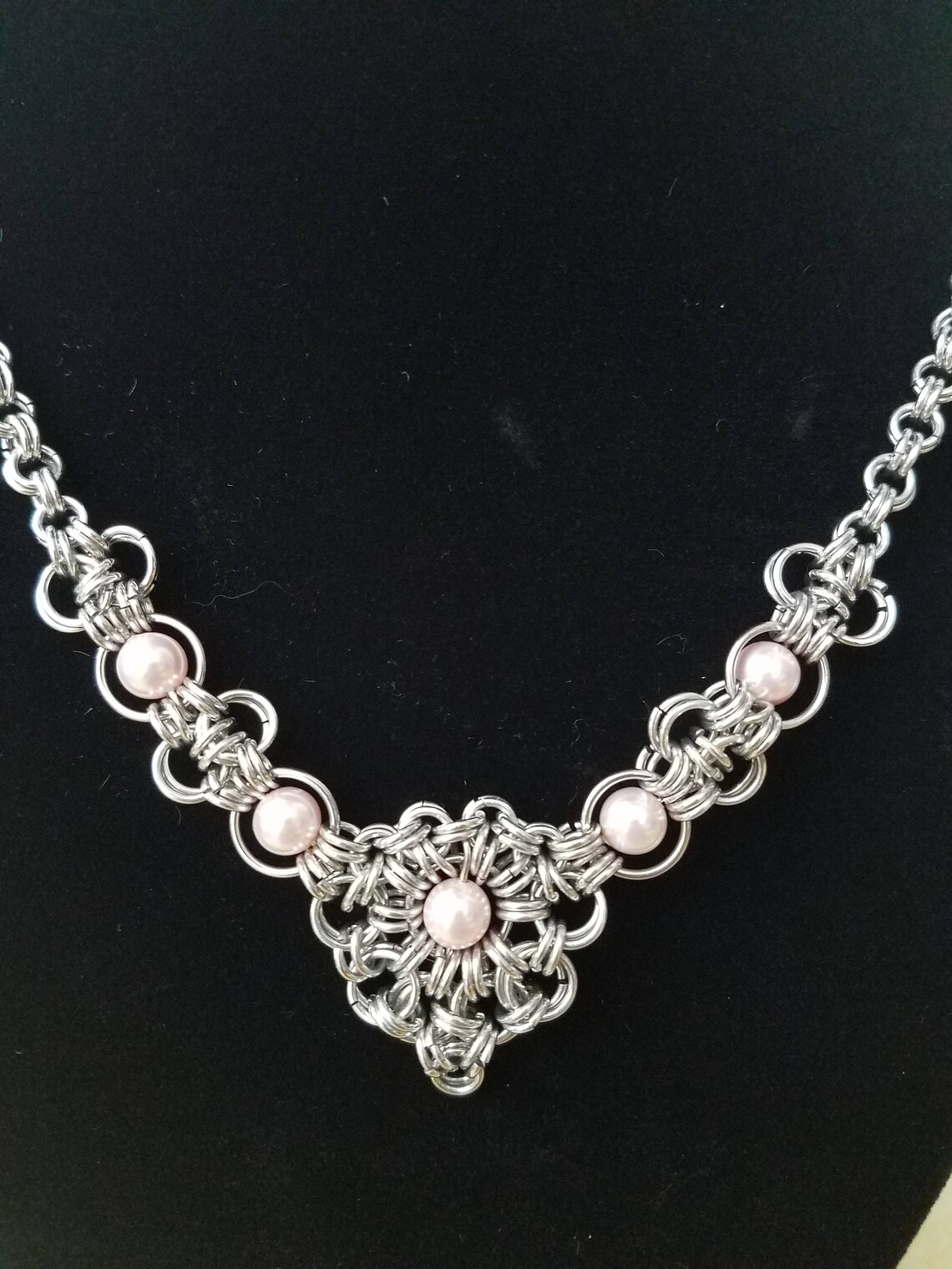 Chainmaille Stainless Steel & Beaded Necklace - Etsy