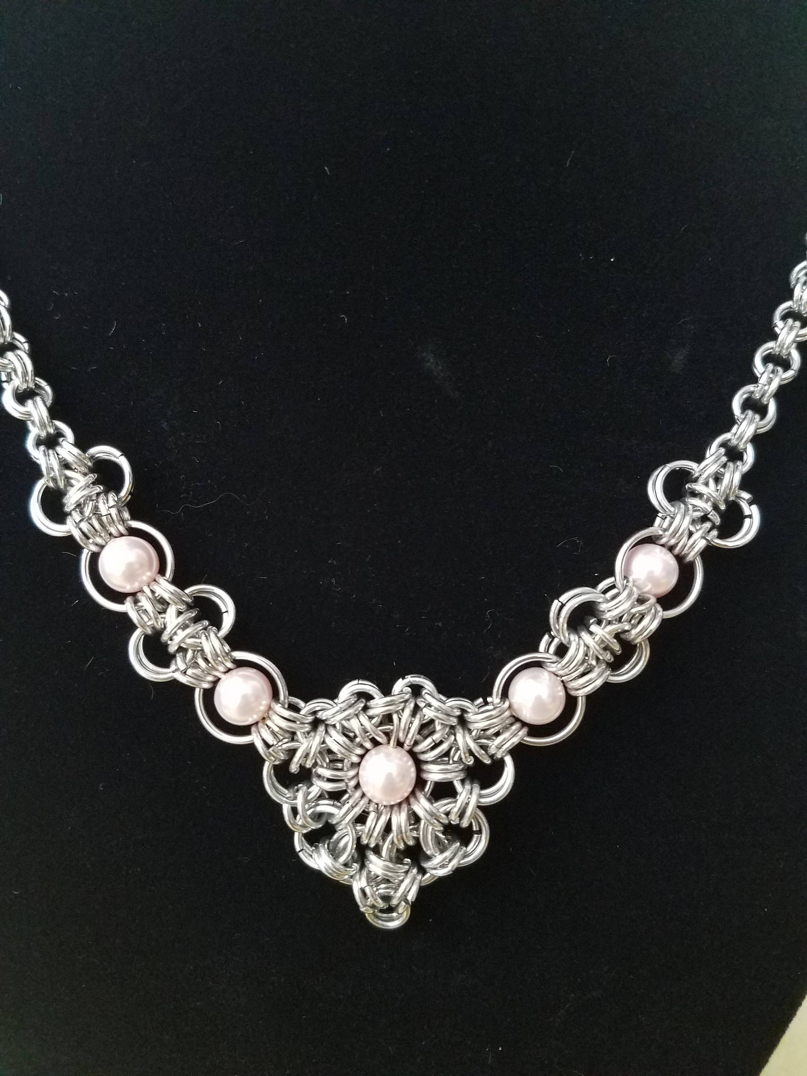 Chainmaille Stainless Steel & Beaded Necklace - Etsy