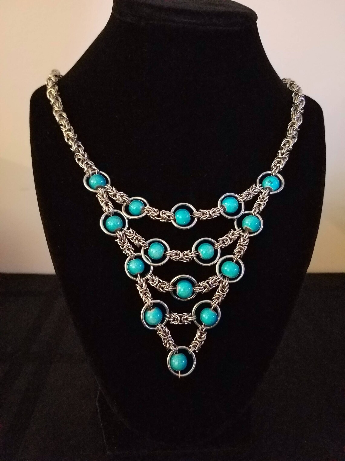 Chainmaille Stainless Steel and Beaded Necklace - Etsy