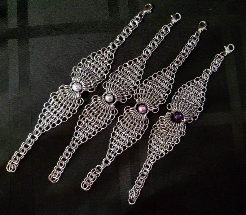 Handmade Stainless Steel Chainmaille Bracelet With Center Bead - Etsy ...