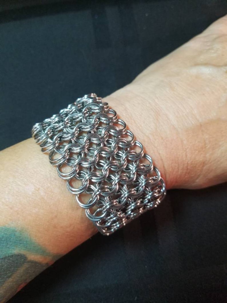 Handmade Chainmaille Stainless Steel Jump Rings Magnetic Clasp Bracelet ...