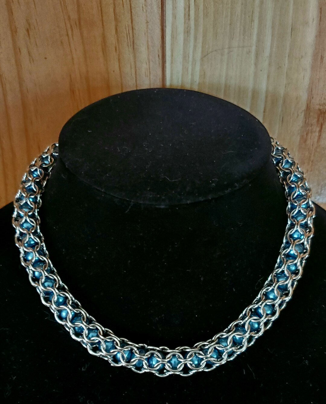Stainless Steel Chainmaille Captured Bead Necklace - Etsy