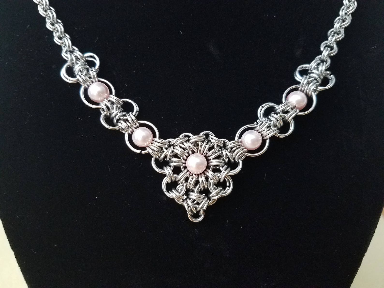 Chainmaille Stainless Steel & Beaded Necklace - Etsy