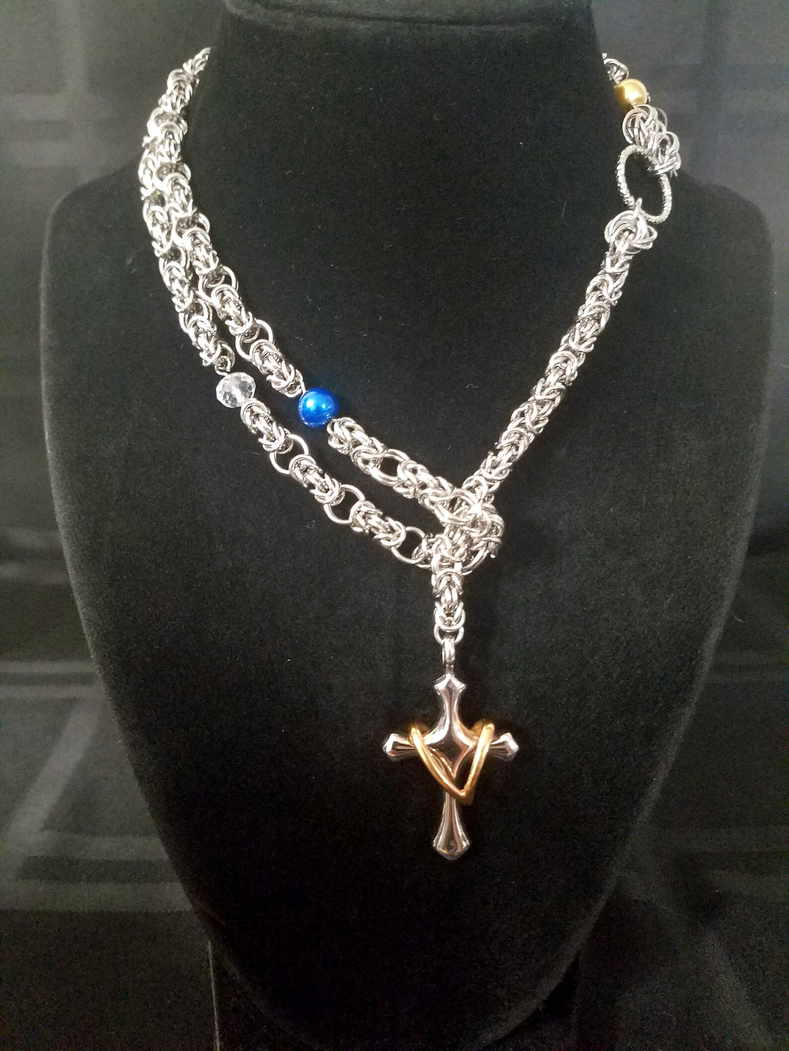 Chainmaille Stainless Steel Beaded Cross Rosary - Etsy