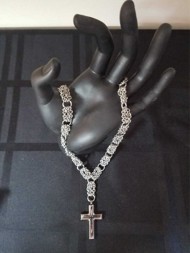 Chainmaille Stainless Steel Cross Necklace - Etsy