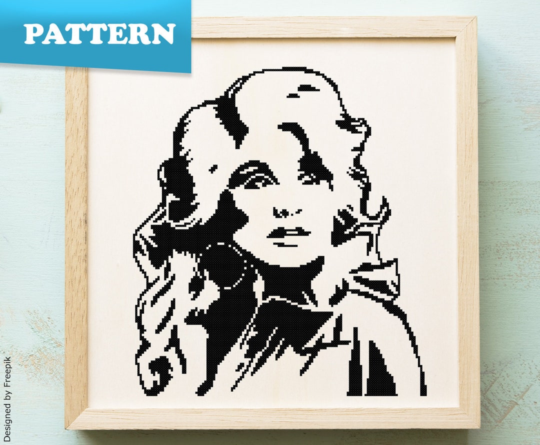 Dolly Parton Black Portrait Cross Stitch Pattern | Singer | Country ...
