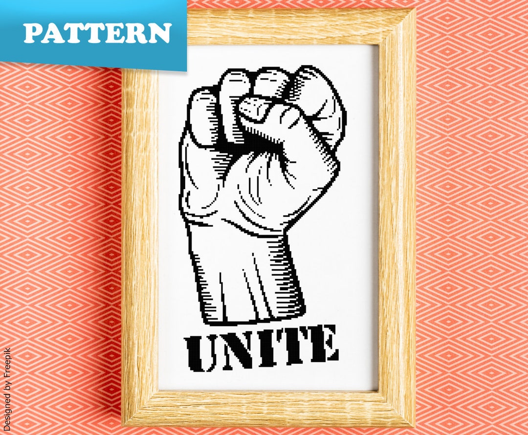 Clenched Fist - Unite Cross Stitch Pattern | Hand | Motivational ...
