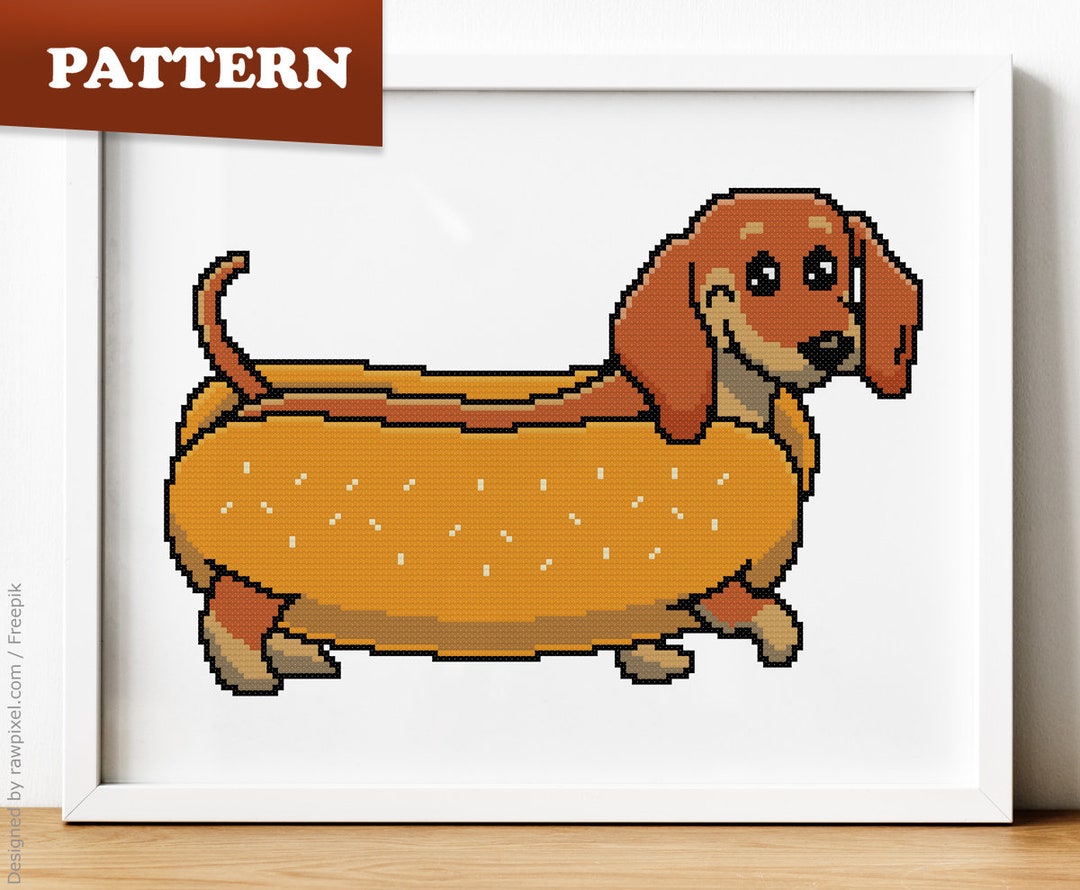 Weiner Hot Dog Cross Stitch Pattern | Dachshund | Animals | Dogs ...