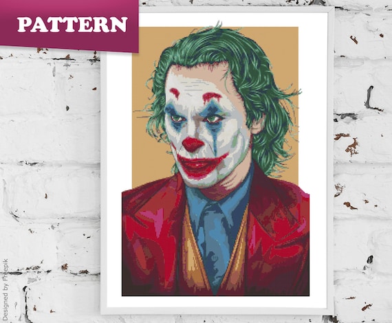 Joker Portrait Cross Stitch Pattern Movies Villain Clown | Etsy