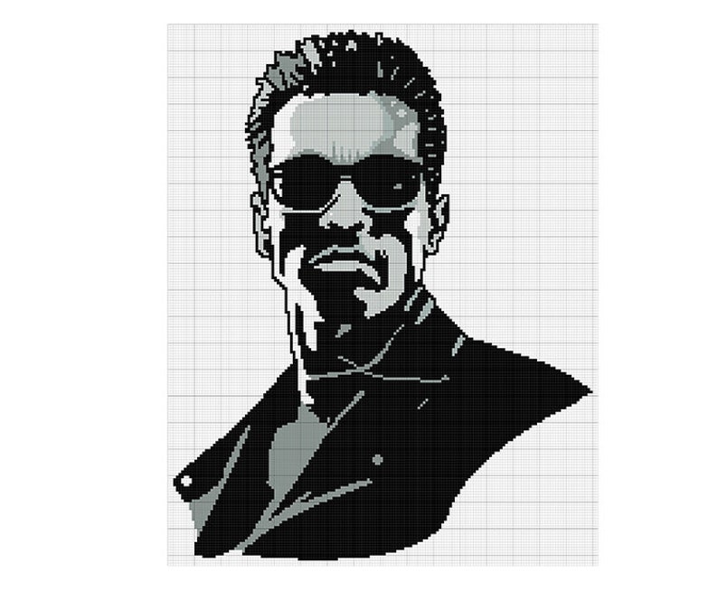 Terminator Cross Stitch Pattern Movie Arnold Schwarzenegger Science ...
