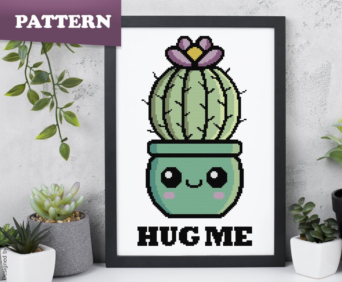 Cactus "hug Me" Cross Stitch Pattern | Plants | Funny | Easy | Flower ...