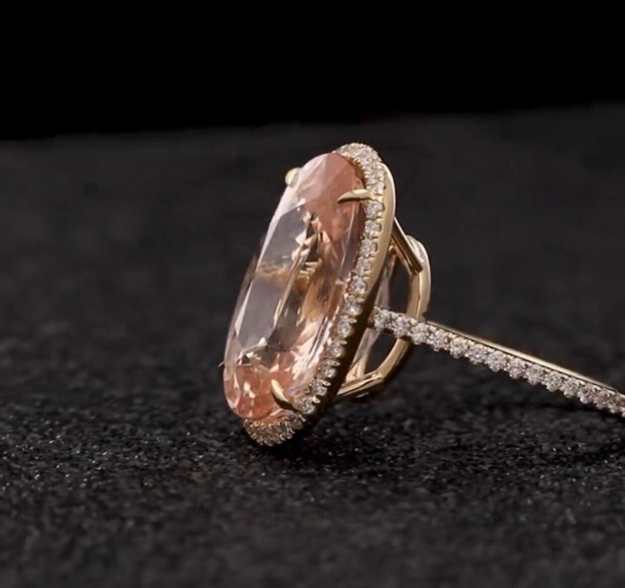 Big Morganite Engagement Ring With Halo - Etsy