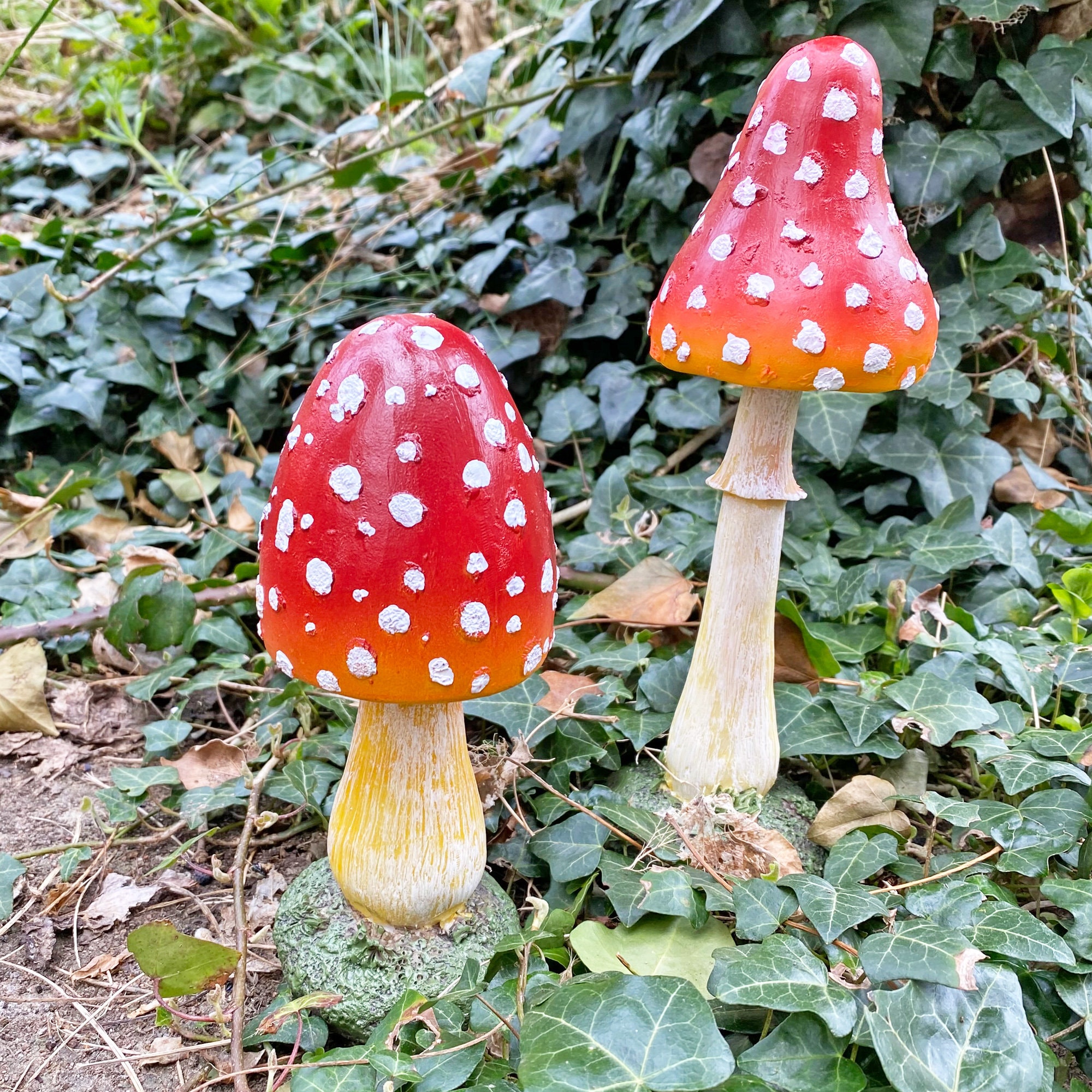 Pair of Garden Mushroom or Toadstool Ornaments | Etsy