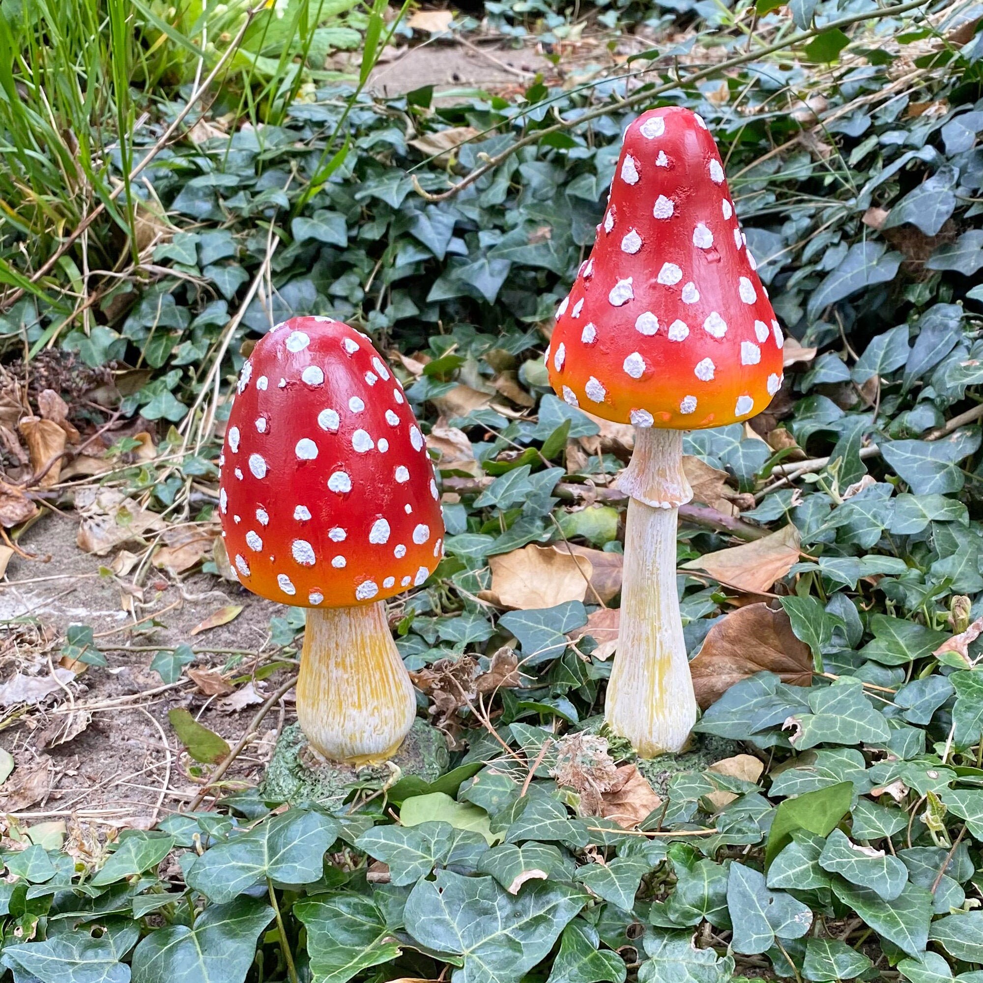 Pair of Garden Mushroom or Toadstool Ornaments | Etsy