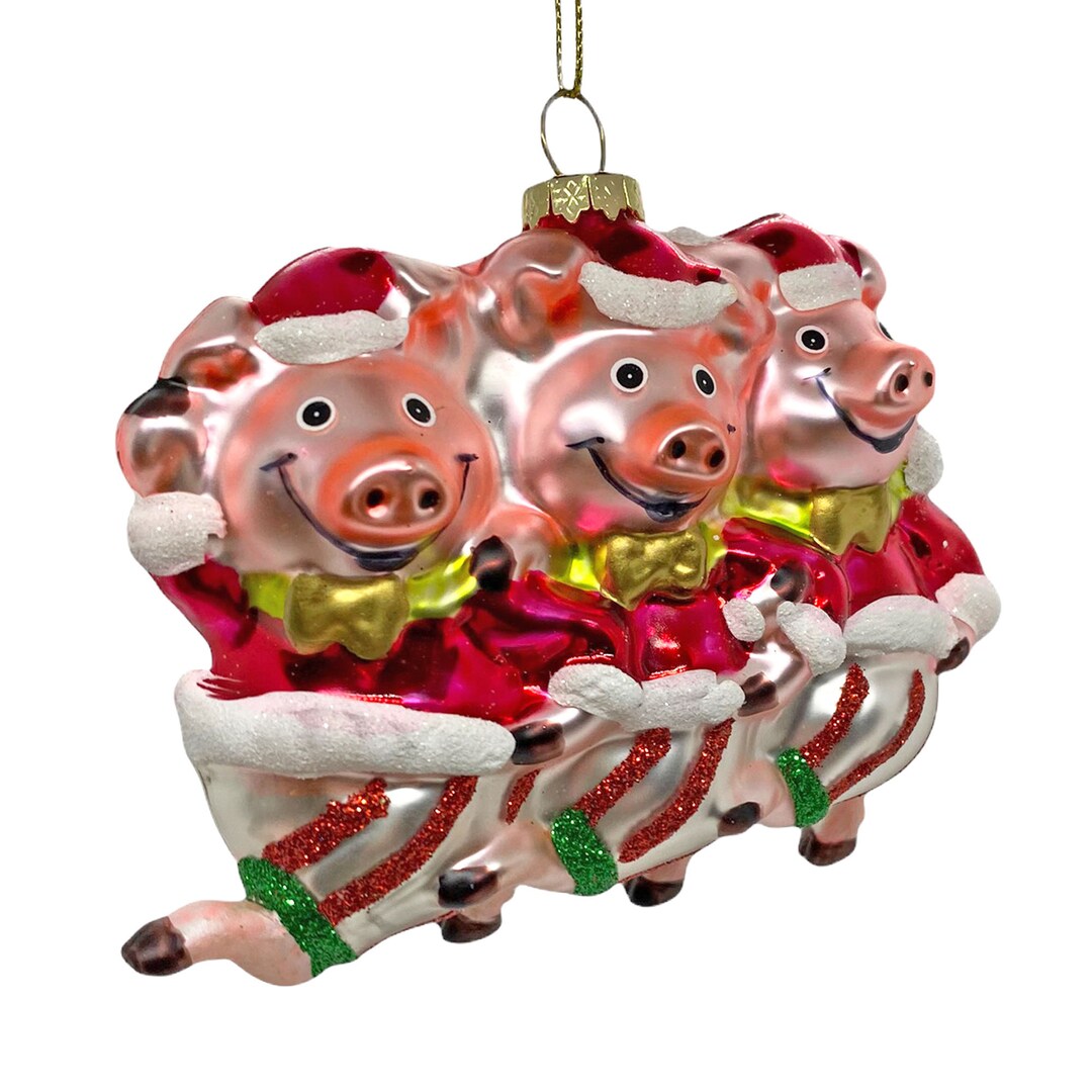 Dancing Pigs Glass Christmas Tree Bauble - Etsy UK