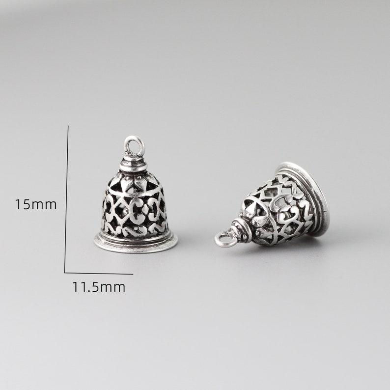 6pcs Antique Brass Bells: Silver & Bronze Charms - Etsy