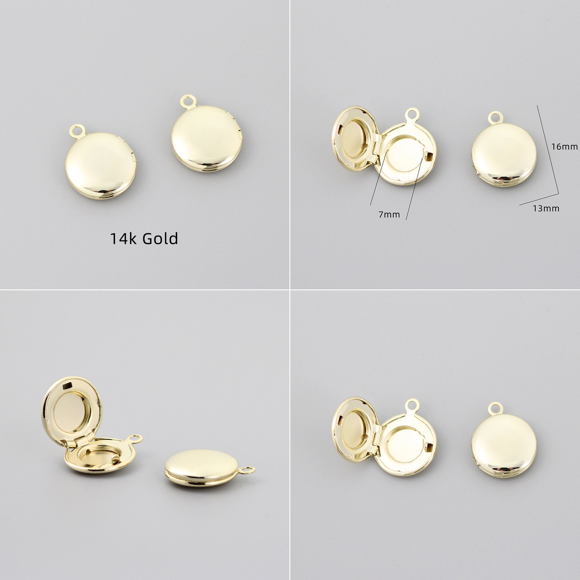6pcs Gold Plated or Silver Plated Blank Round Photo Lockets 16x13x4mm ...