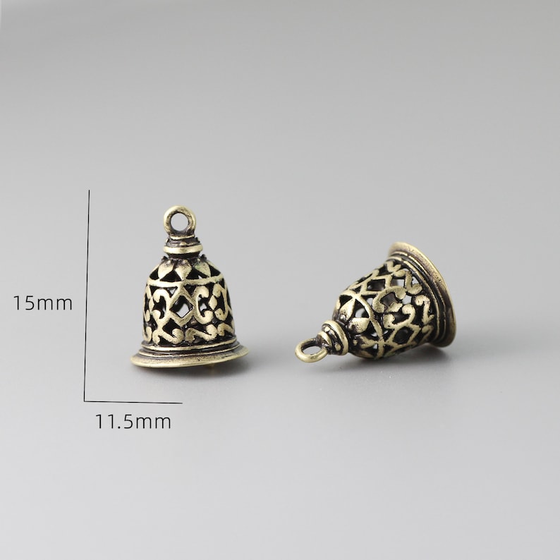 6pcs Antique Brass Bells: Silver & Bronze Charms - Etsy