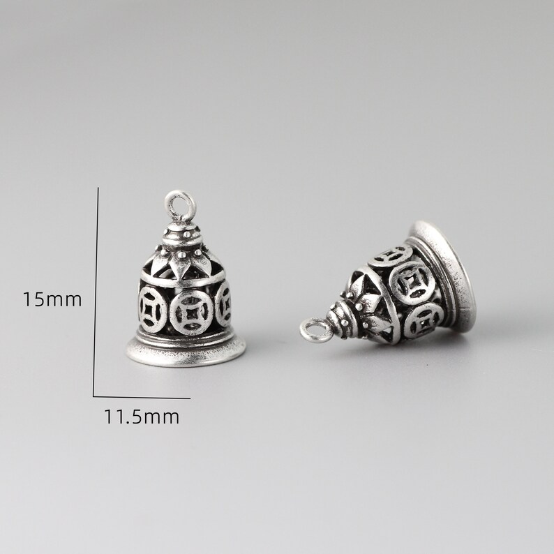6pcs Antique Brass Bells: Silver & Bronze Charms - Etsy
