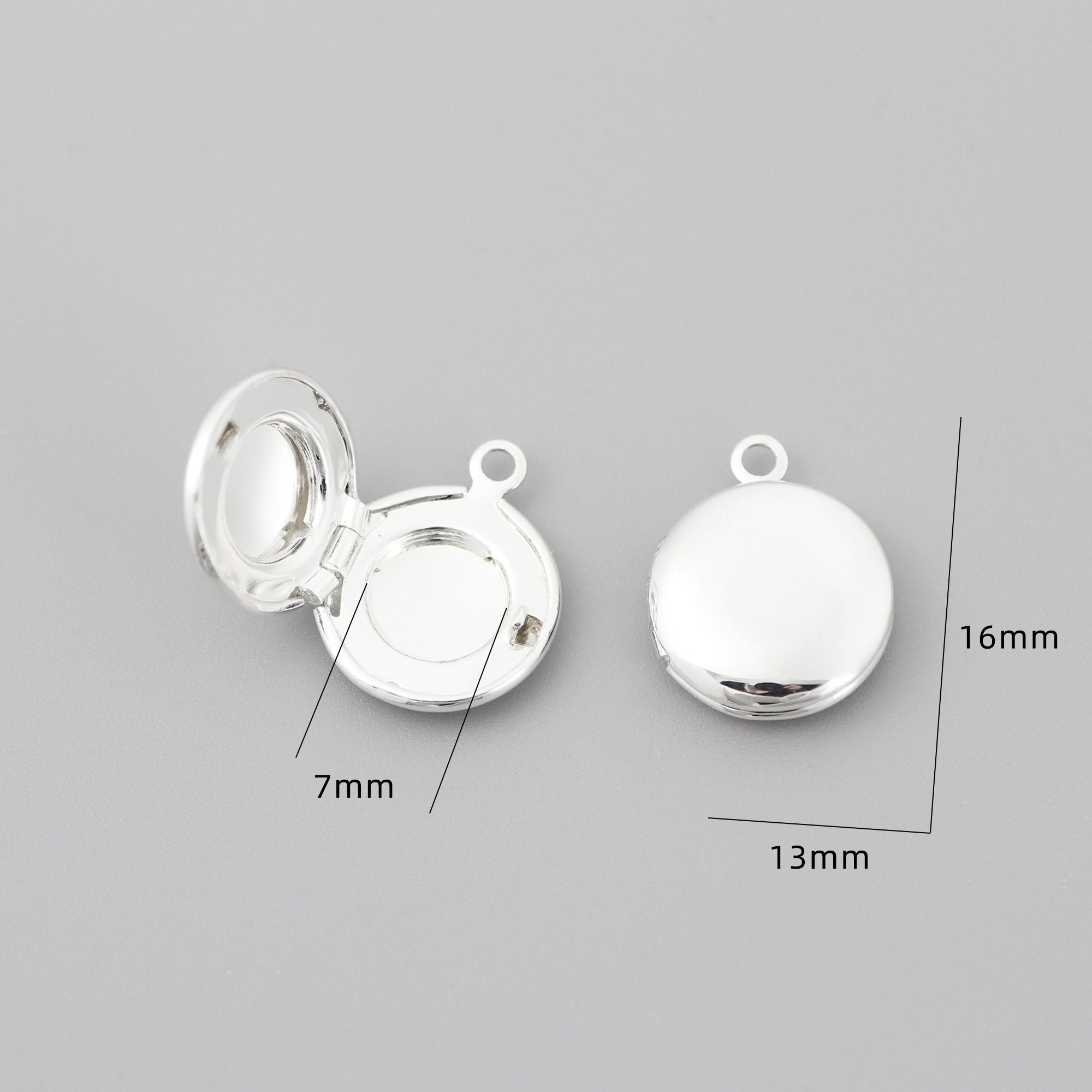6pcs Gold Plated or Silver Plated Blank Round Photo Lockets 16x13x4mm ...