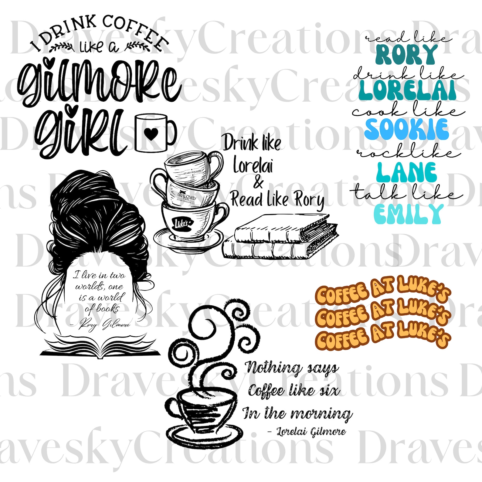 Gilmore Girl Svg Bundle, Gilmore Girl Png Bundle, Gilmore Girl Svg ...