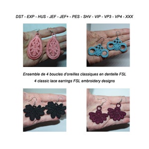 FSL Earrings Machine Embroidery Designs 4 Lace Classic Earrings ...