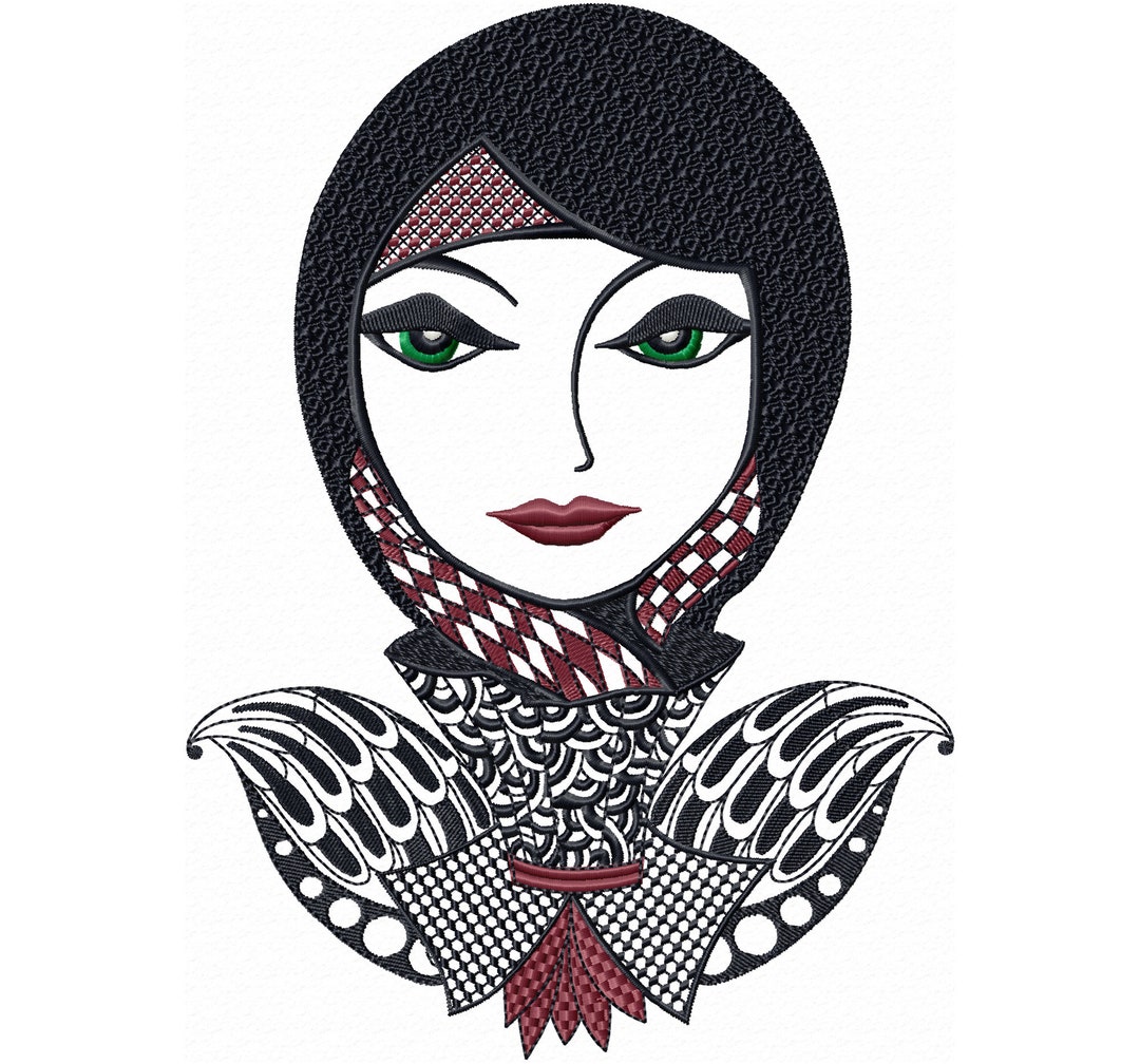 Woman Embroidery Design Machine Embroidery Woman's Face With Hijab ...
