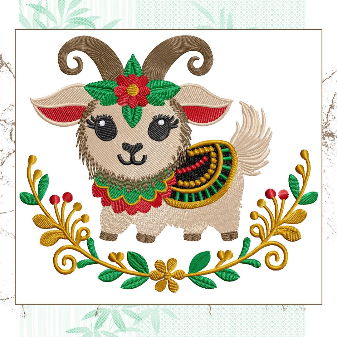 Cute Animal Machine Embroidery Design Sheep Surrounded by Flowers ...
