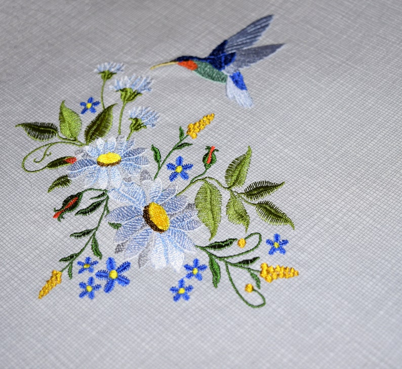 HUMMINGBIRD and FLOWERS Bird Embroidery Design Machine Embroidery ...